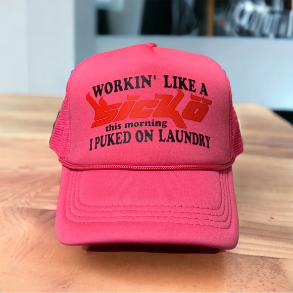 Accessories | Sicko I Puked On My Laundry Trucker Hat Redwhite | Poshmark